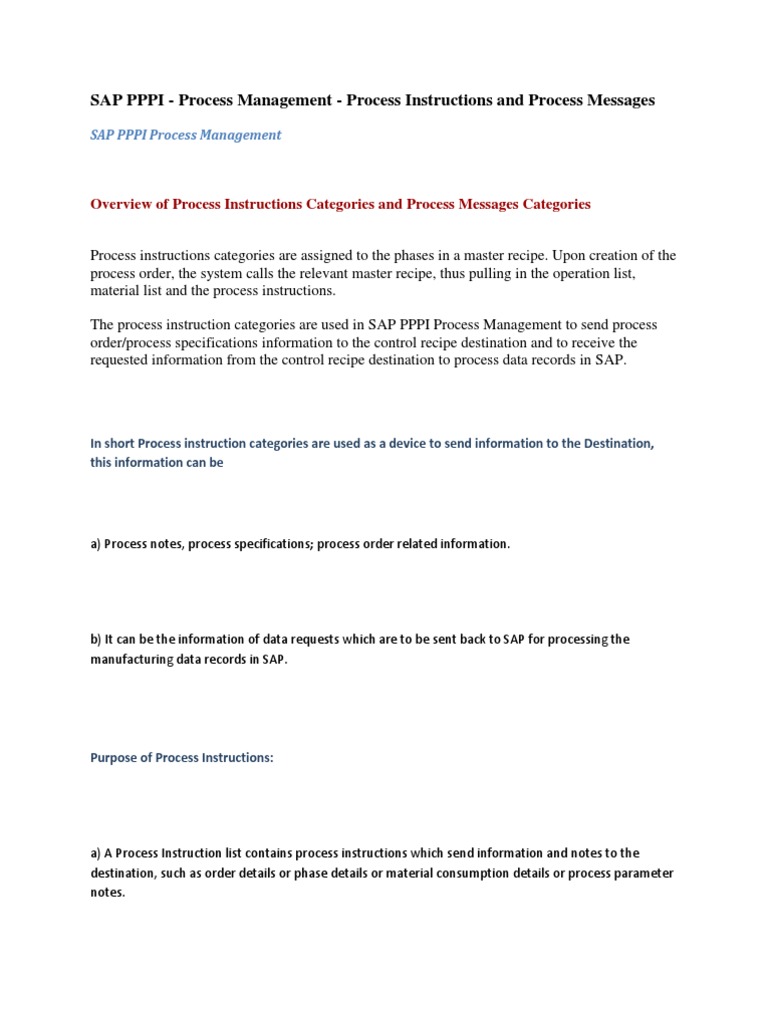 SAP PPPI - Process Management - Process Instructions and Process ...