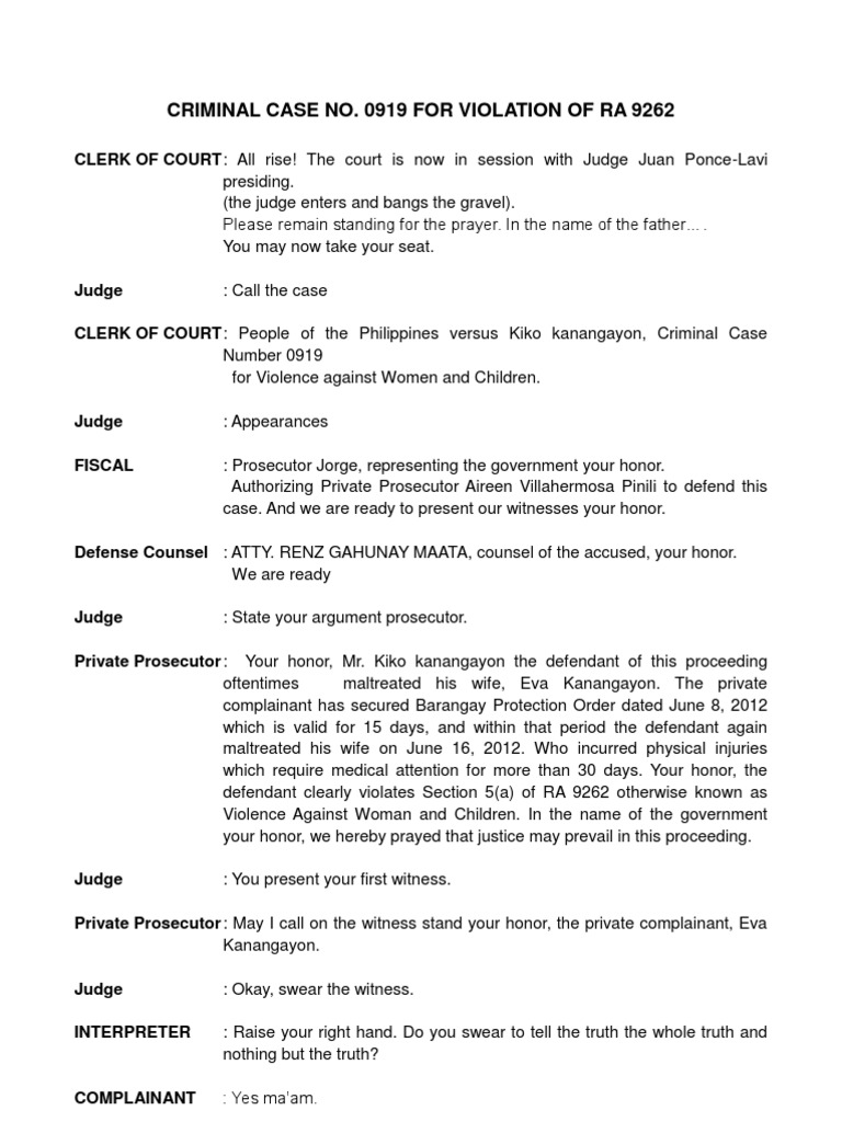 Direct Examination of The Victim | PDF | Witness | Prosecutor