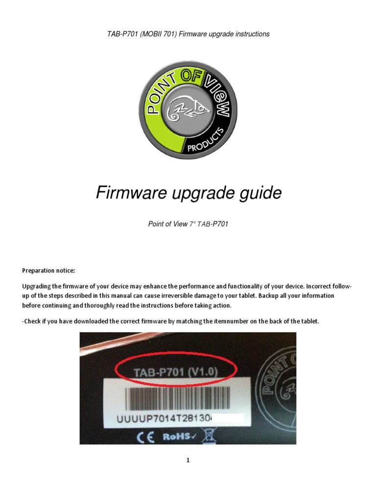 Firmware Upgrade Procedure TAB-P701 - V1.0 PDF | PDF | Tablet Computer | Microsoft Windows
