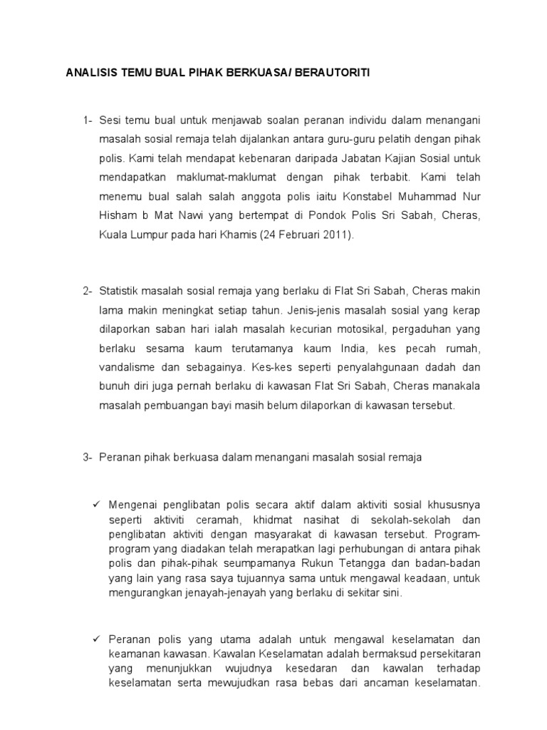 Analisis Temu Bual Pihak Berkuasa | PDF