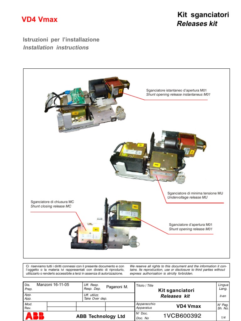 ABB Kit Bobina Open - Close VD4 12.06.16 P210 | PDF