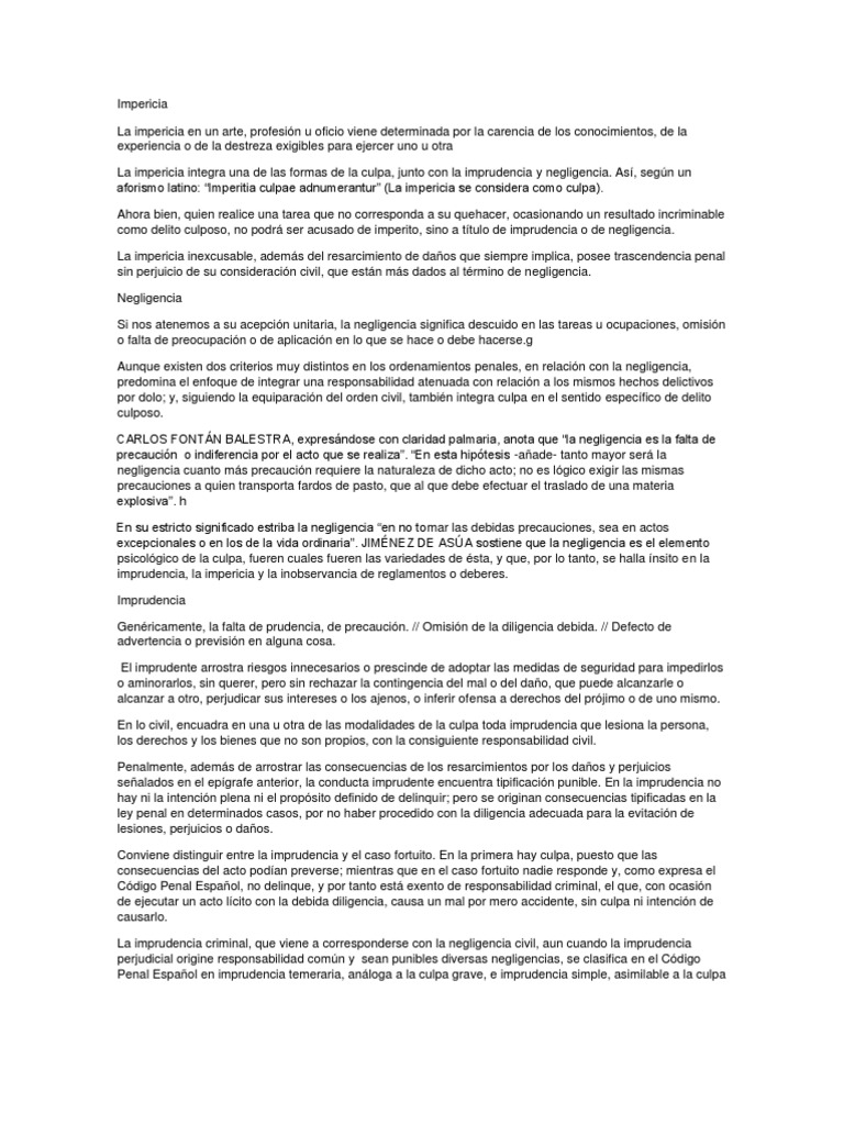 Impericia | PDF | Delito | Derecho penal