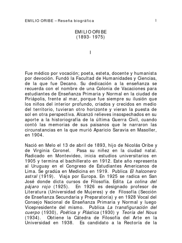Emilio Oribe: Médico y Filósofo Uruguayo | PDF | Georg Wilhelm ...