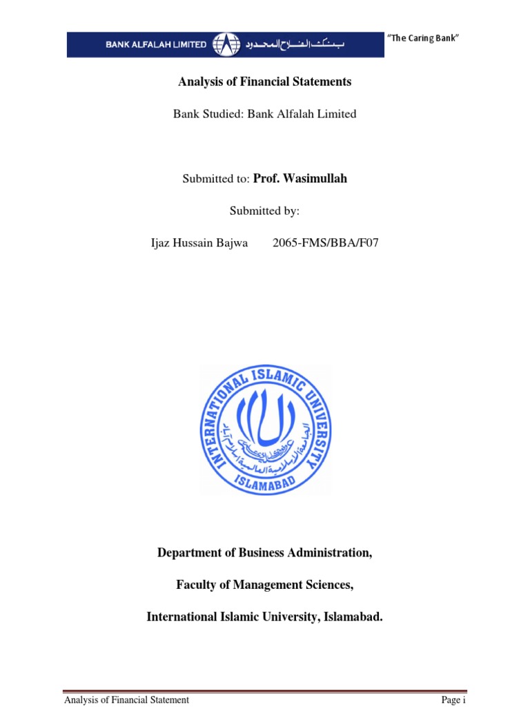 Analysis of Financial Statement Bank Alfalah Report | PDF | Equity (Finance) | Banks