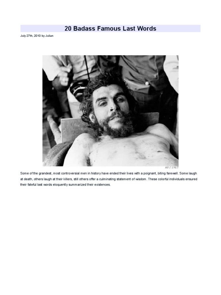 20 Badass Famous Last Words | PDF | Che Guevara | Charlie Chaplin