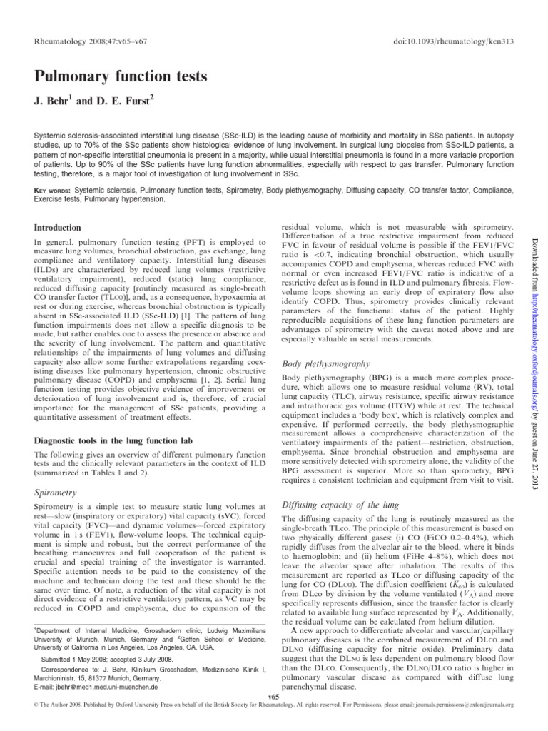 Pulmonary Function Test | PDF | Chronic Obstructive Pulmonary Disease ...