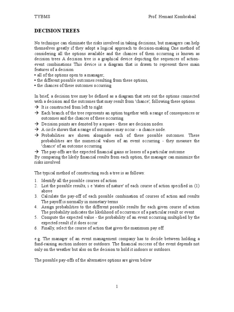 Decision Trees | PDF | Decision Making | Probability