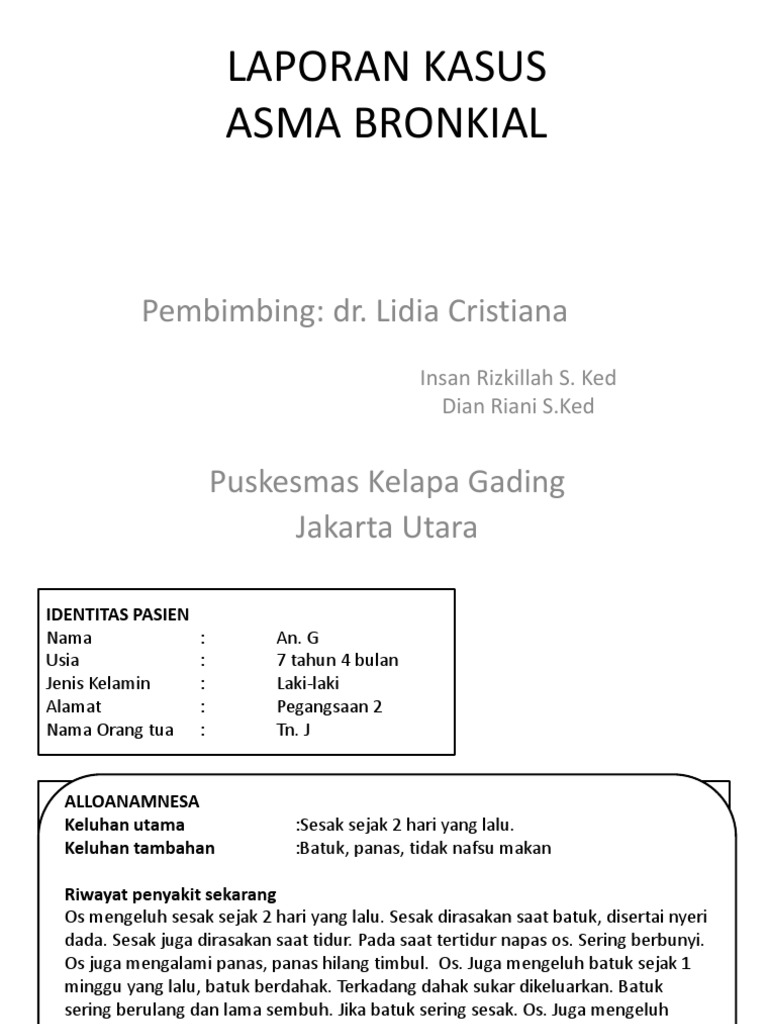 LAPORAN KASUS Asma Bronchiale | PDF