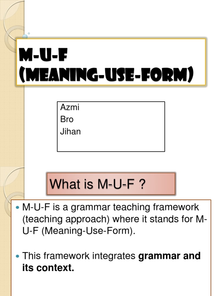 M-U-F Framework | PDF | English Language | Phrase