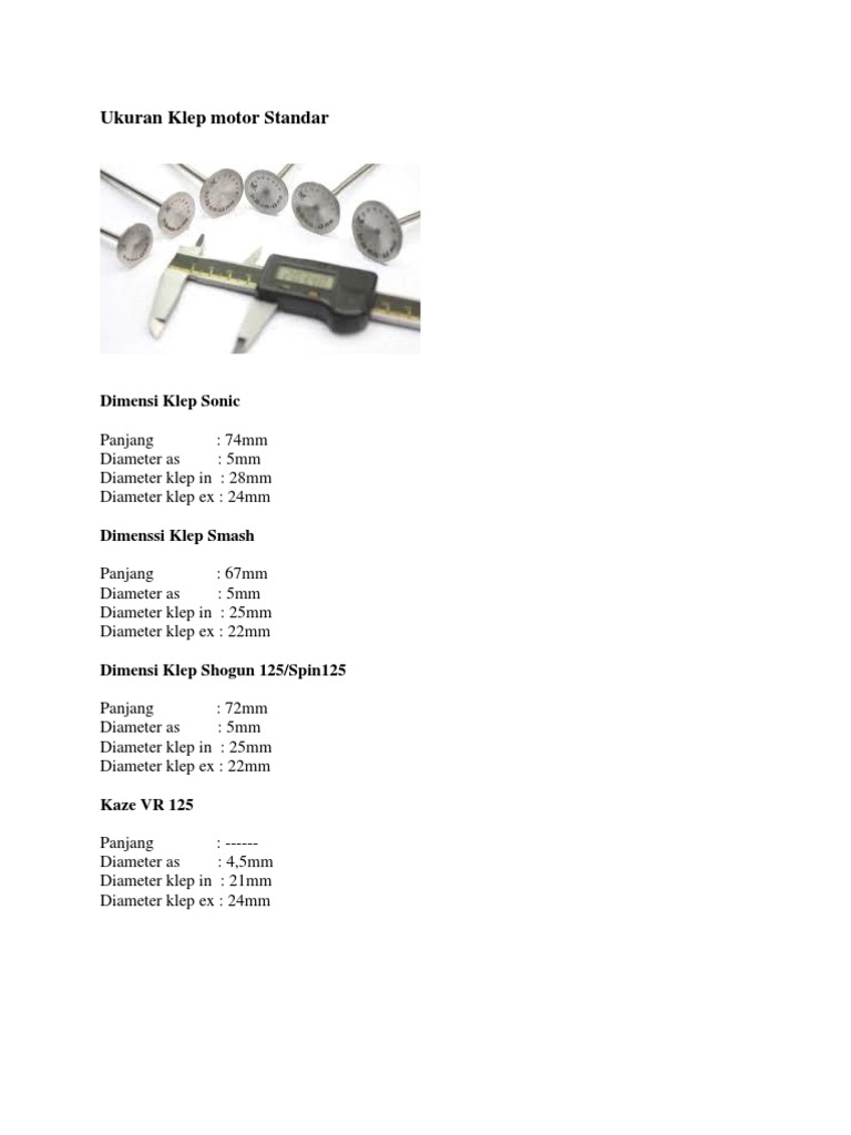 Ukuran Klep Motor Standar PDF | PDF | Home & Garden | Technology ...