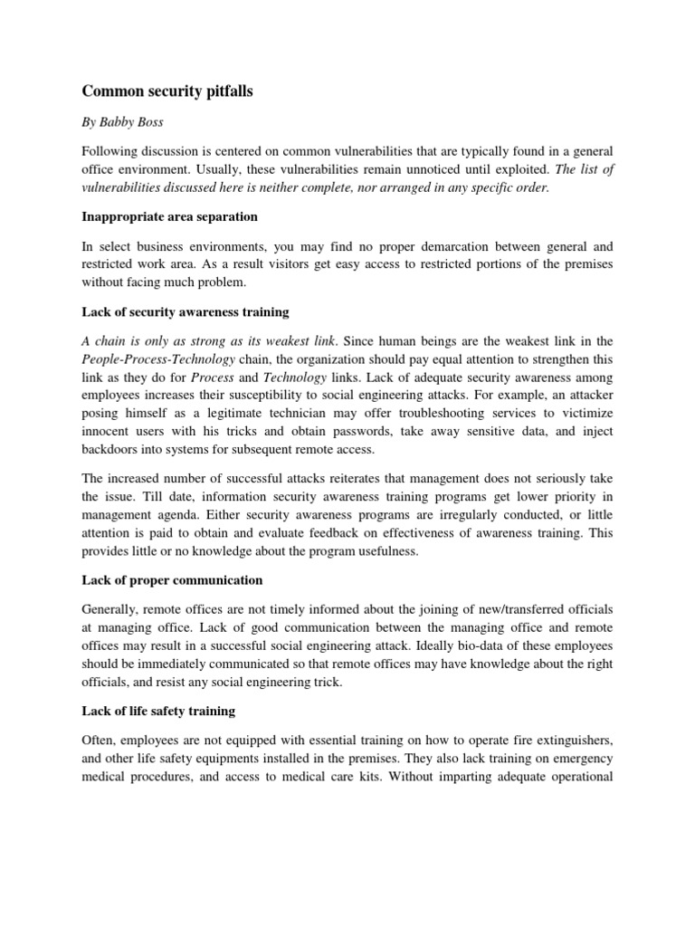 Common Security Pitfalls | PDF | Closed Circuit Television | Computer Security