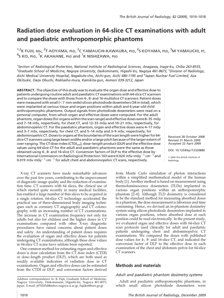 Absorbed Dose in Mgy From CT Scanners | PDF | Ct Scan | Absorbed Dose