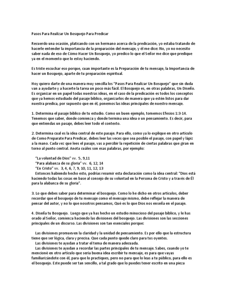 Pasos para Realizar Un Bosquejo para Predicar | PDF | Cristo (título) | Science