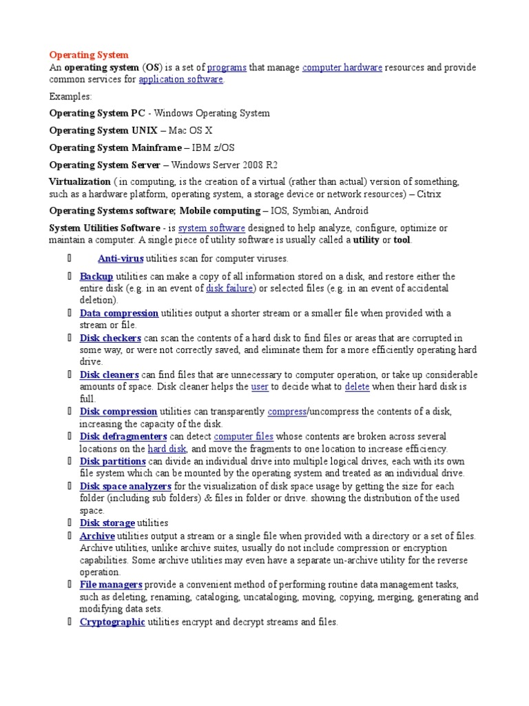 Programs Computer Hardware Application Software: Operating System | PDF ...