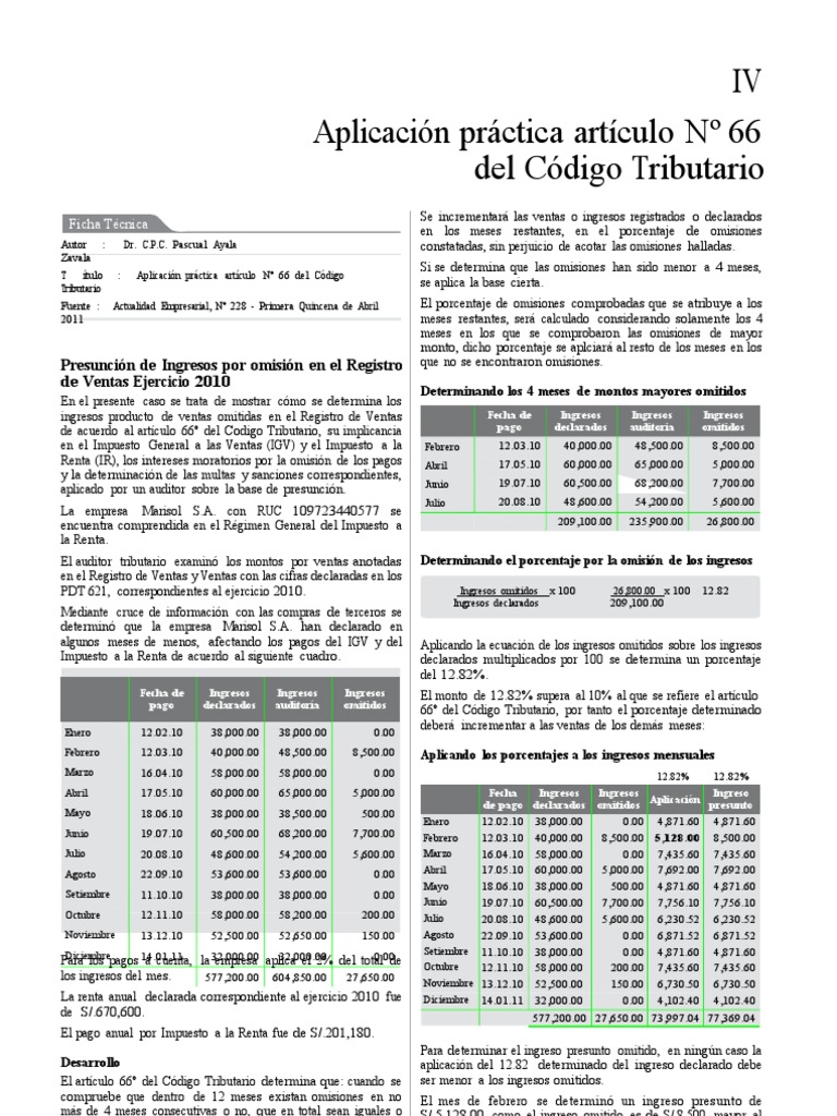 Articulo 66 en Word | PDF | Impuesto sobre la renta | Impuestos