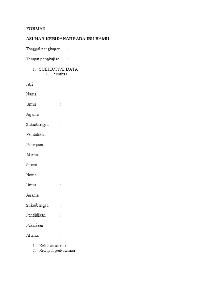 Format ANC | PDF | Pengembangan Diri | Kesehatan Holistik