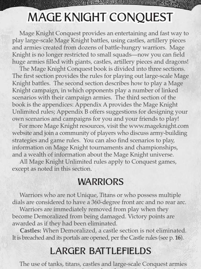 Mage Knight - Conquest Rules Dec 2002 | PDF | Video Games | Leisure ...