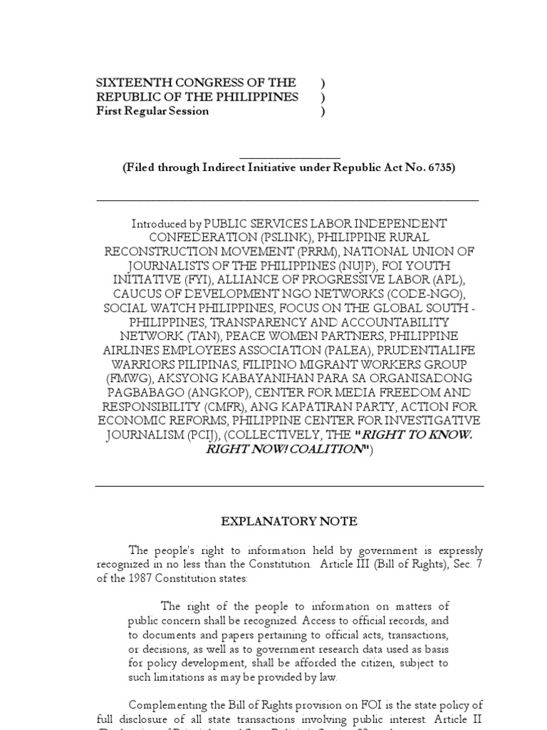 People's FOI Bill | PDF | Freedom Of Information Laws By Country ...