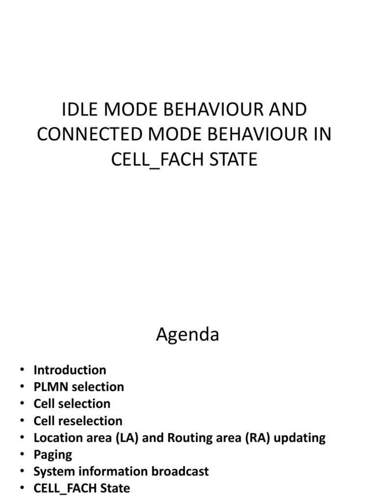 Idle Mode Behaviour and Connected Mode Behaviour in 3g - CELL - FACH STATE | PDF | Radio | 3 G