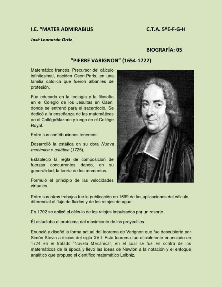 Biografia de Pierre Varignon | PDF