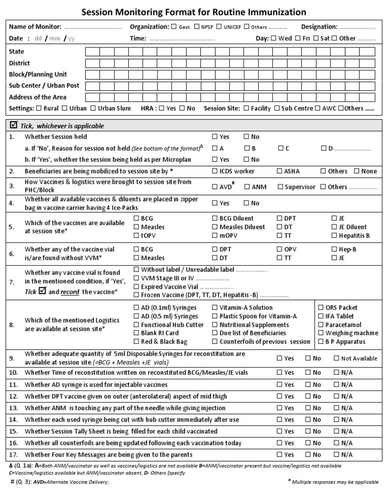 Routine Immunization Session Monitoring | PDF | Syringe | Vaccines