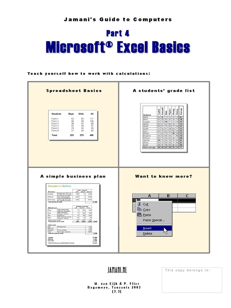 Basic Computer Knowledge Good Part 4 Excel | PDF