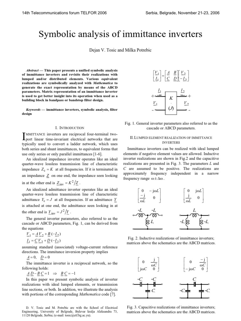 Immitance Inverter | PDF | Electrical Impedance | Transmission Line