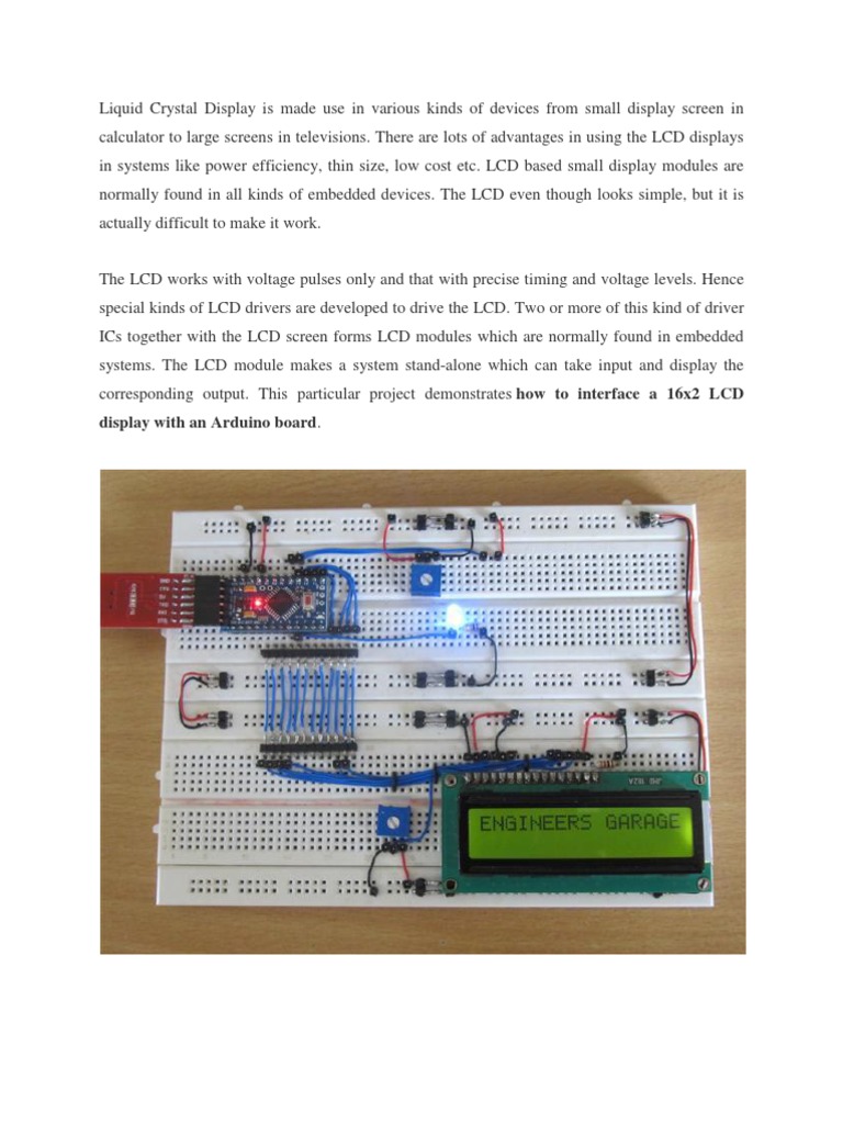 How To Interface LCD With Arduino | PDF | Arduino | Liquid Crystal Display