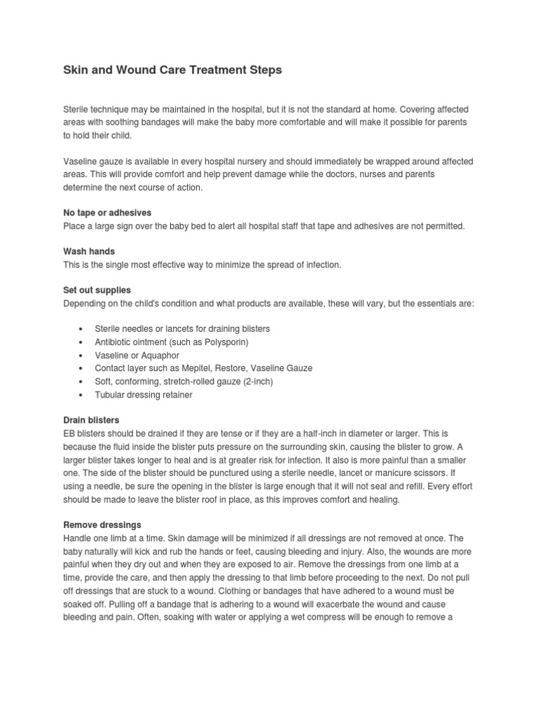 Skin and Wound Care Treatment Steps | PDF | Wound | Medical Specialties