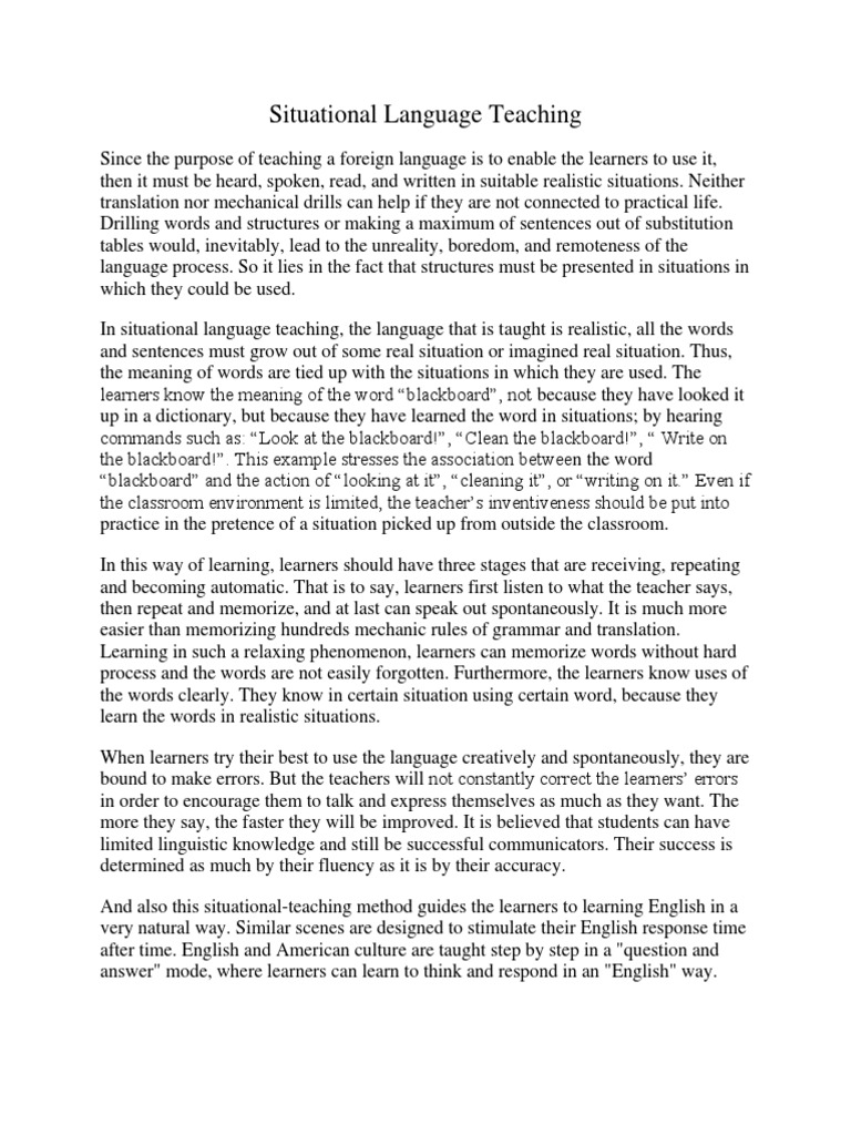 Situational Language Teaching | PDF | Language Education | Teaching Method