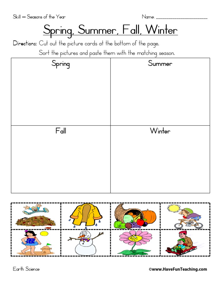 Seasons Matching Activity Worksheet | PDF | Games & Activities | Home ...