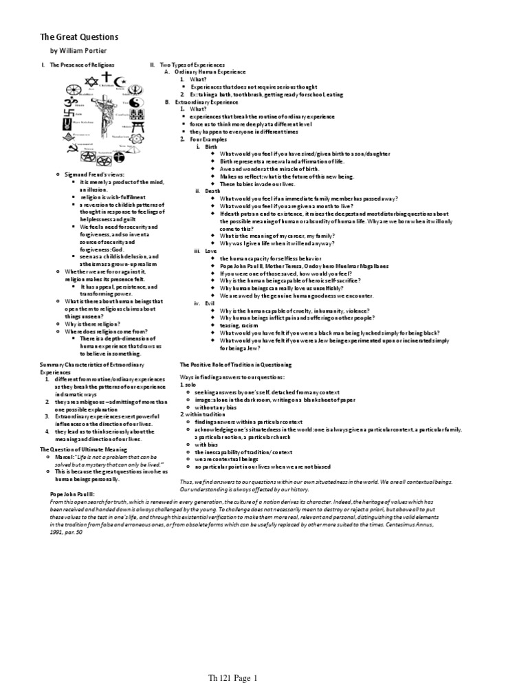 The Great Questions | PDF | Good And Evil | Propositional Attitudes