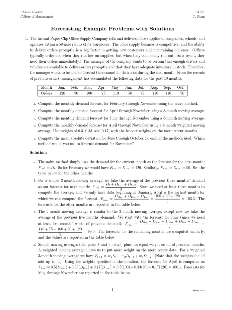 Forecasting Probs Solns s07 | PDF | Forecasting | Moving Average