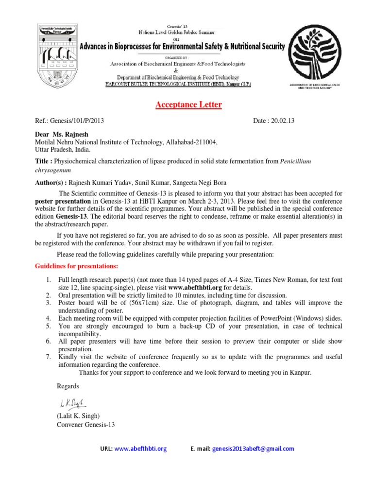 101.acceptance Letter | PDF