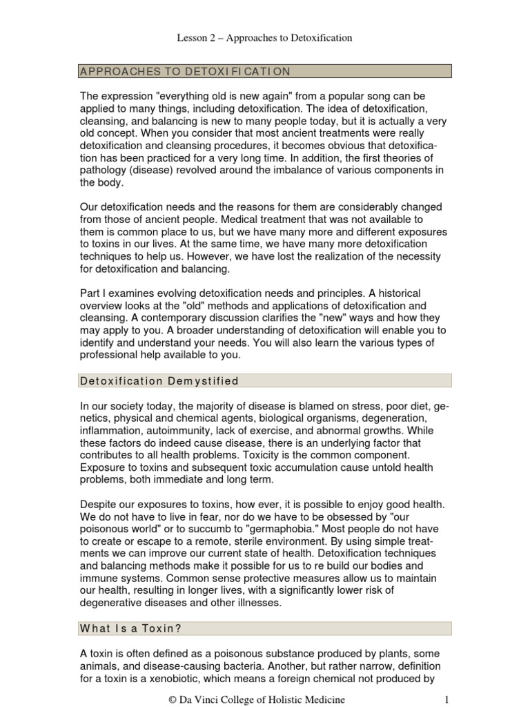 Detoxification And Toxicology Pdf Pdf Chiropractic Detoxification