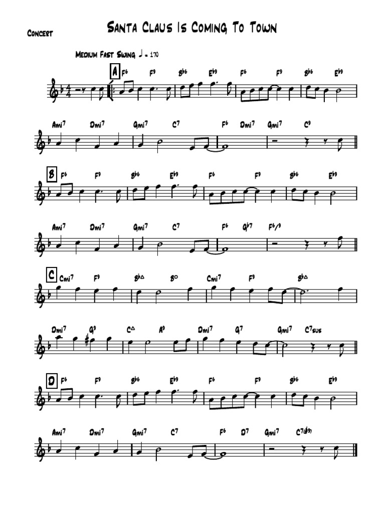 Santa Claus Is Coming To Town Sheet | PDF