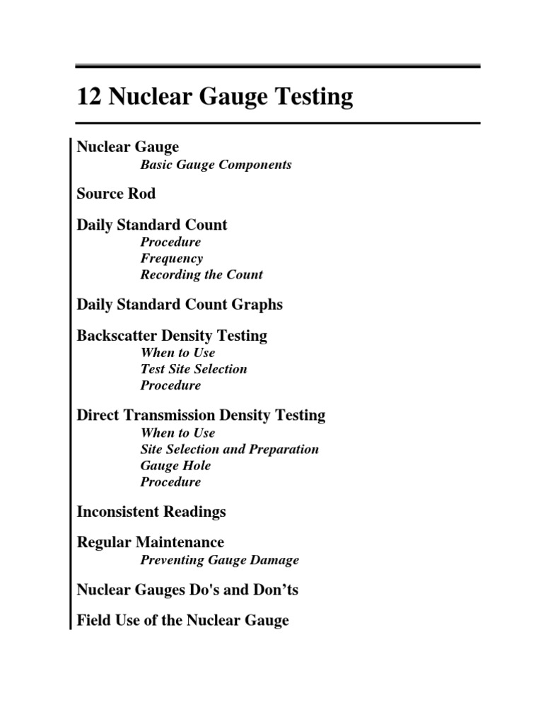 Nuclear Gauge Testing Procedures Guide | PDF | Technology & Engineering