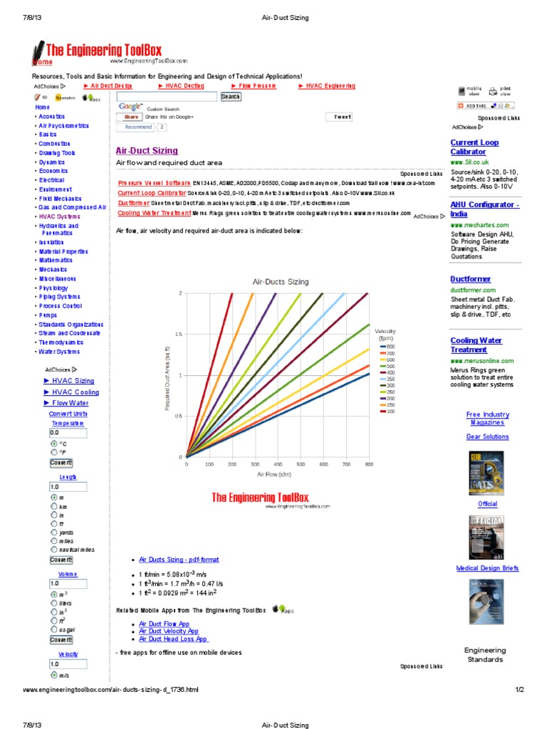 Air Duct Sizing | Download Free PDF | Duct (Flow) | Hvac
