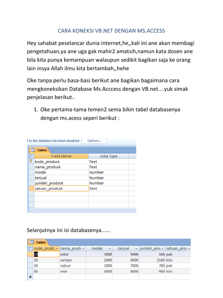 Cara Koneksi Vbnet Dengan Ms - Access | PDF