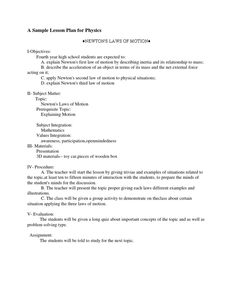 A Sample Lesson Plan For Physics | PDF | Social Science | History