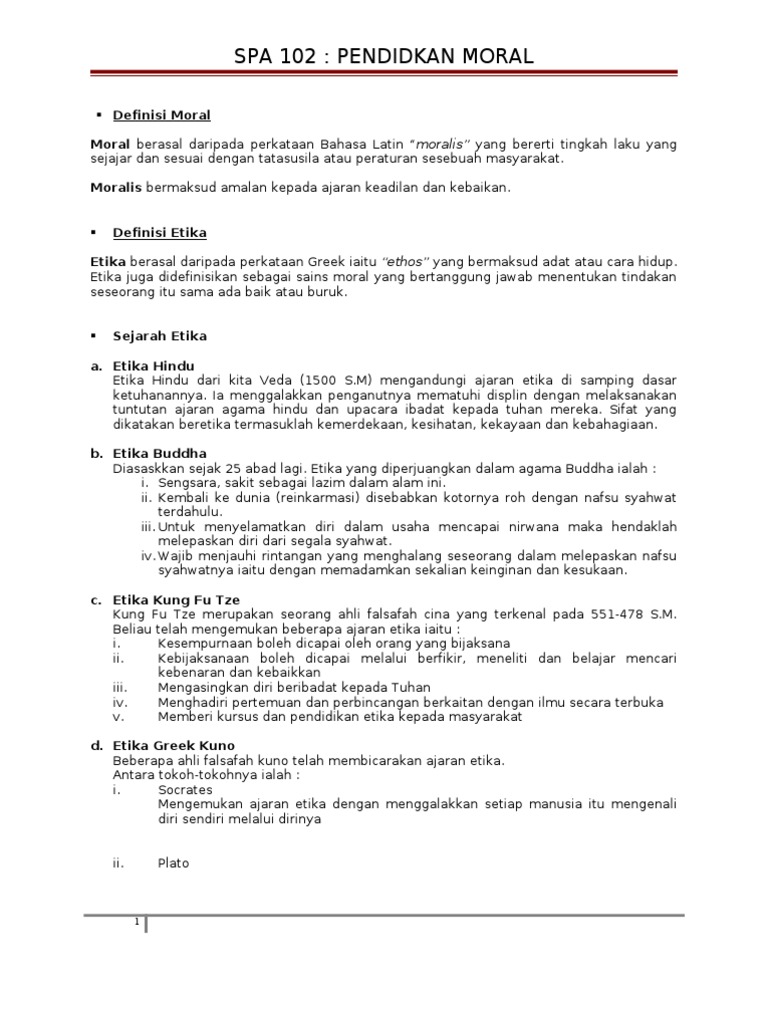 Nota Pendidikan Moral | PDF