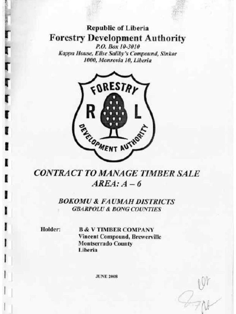 Contract To Manage Timber Sale, Area: A - 6, Bokomu & Faumah Districts ...