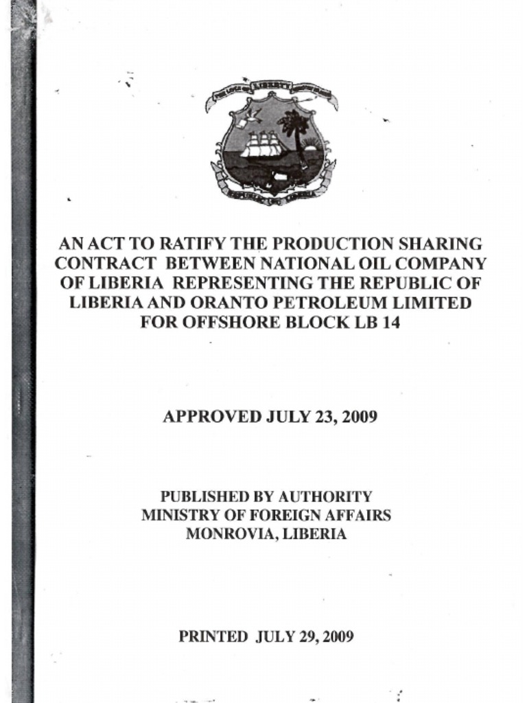 An Act To Ratify The Production Sharing Contract Between The National ...