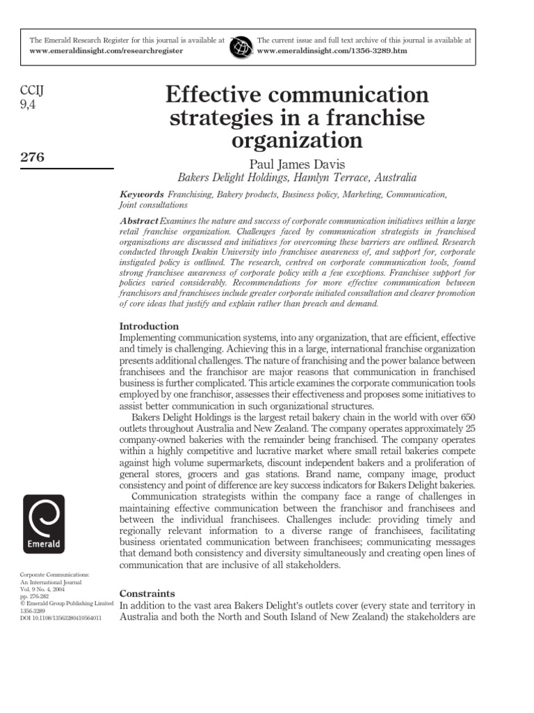 Effective Communication | PDF | Franchising | Questionnaire