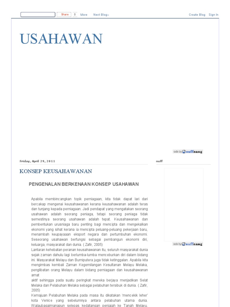 Usahawan - Konsep Keusahawanan | PDF