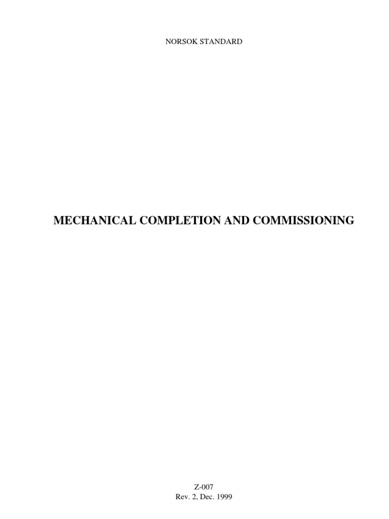 Mechanical Completion & Comissioning | PDF