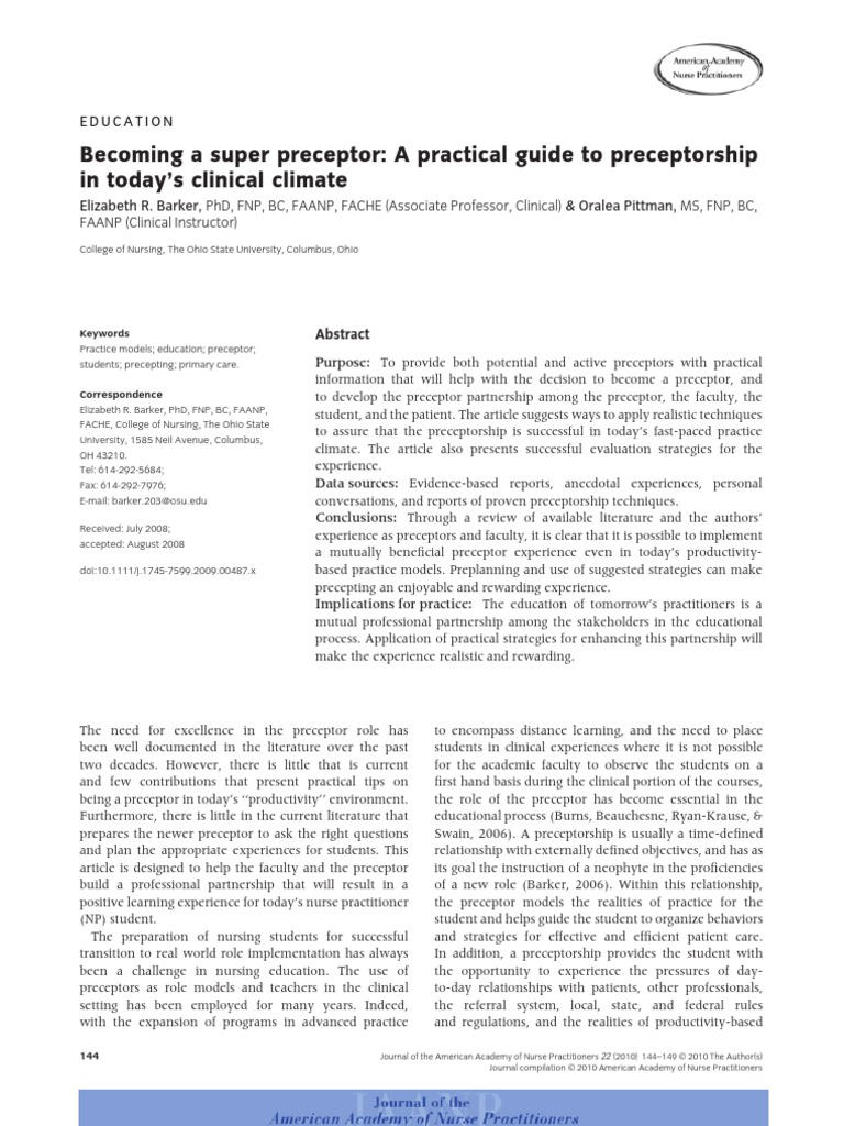 Becoming A Super Preceptor PDF | PDF | Nurse Practitioner | Nursing