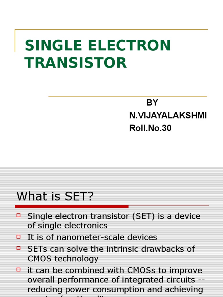 Single Electron Transistor | PDF | Field Effect Transistor | Transistor