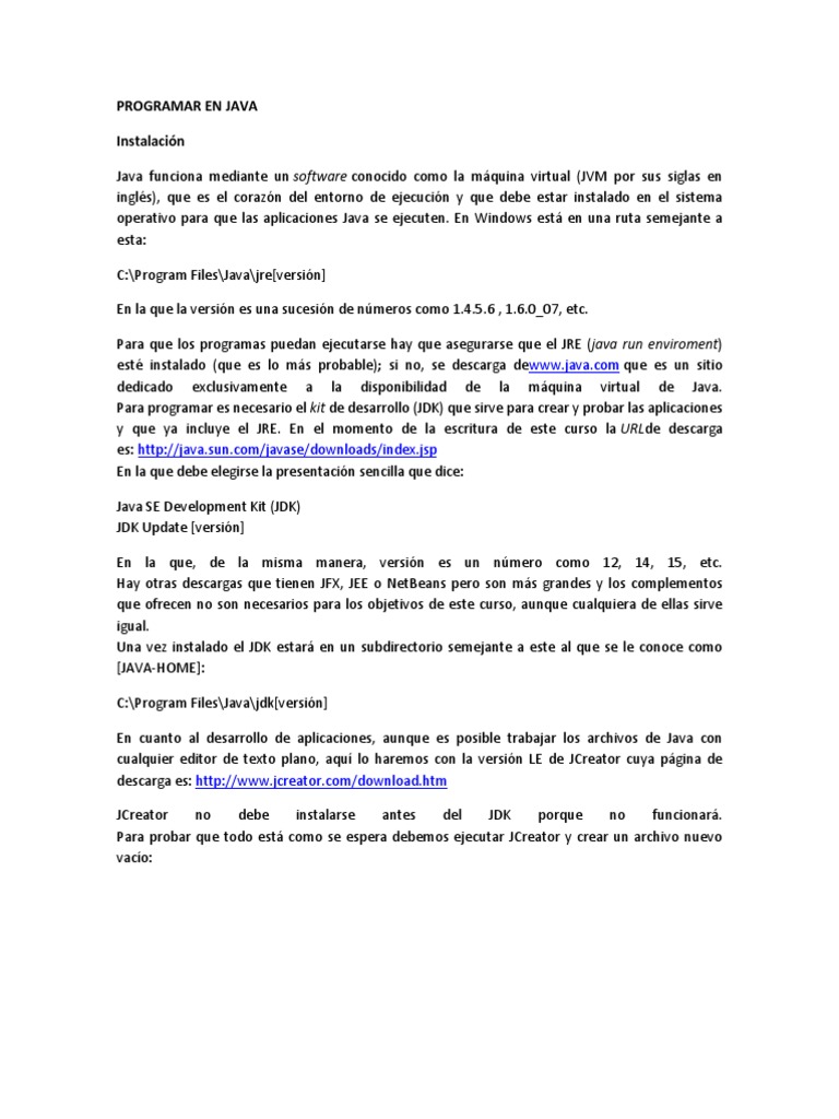 Programar en Java | PDF | Java (lenguaje de programación) | Objeto (informática)