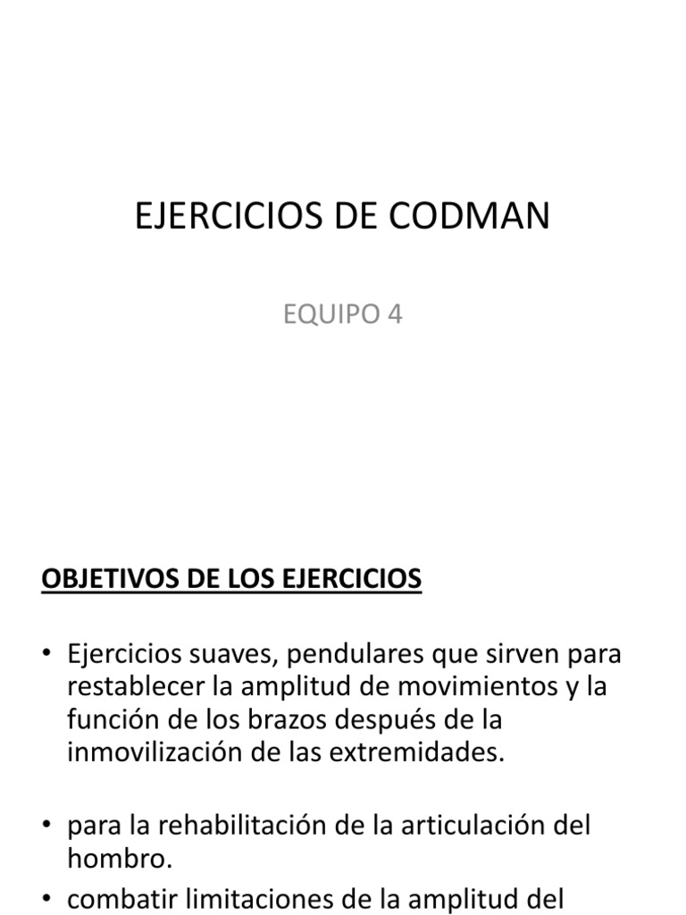 Ejercicios de Codman | PDF | Hombro | Ciencia de la danza